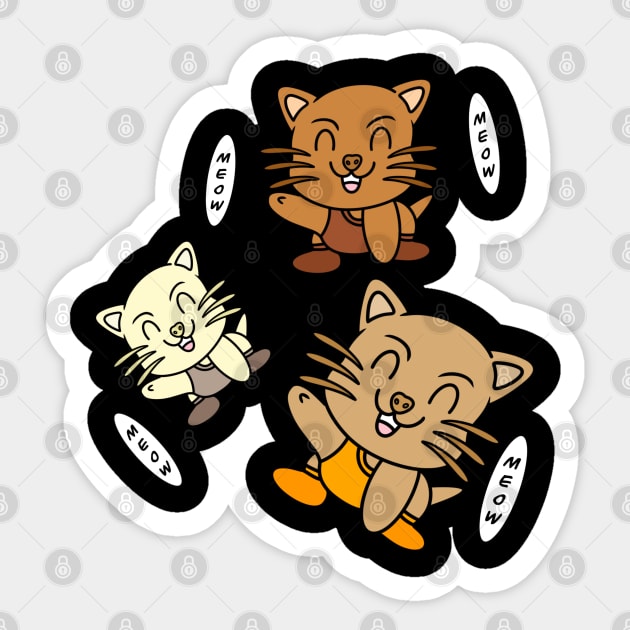 Cute kawaii smiling cats - Cats - Sticker | TeePublic
