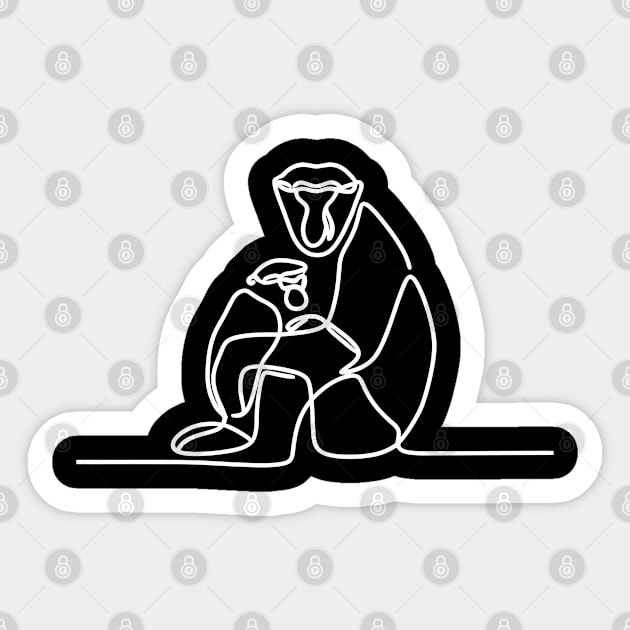 Proboscis Monkey Line Drawing - Proboscis Monkey - Sticker | TeePublic