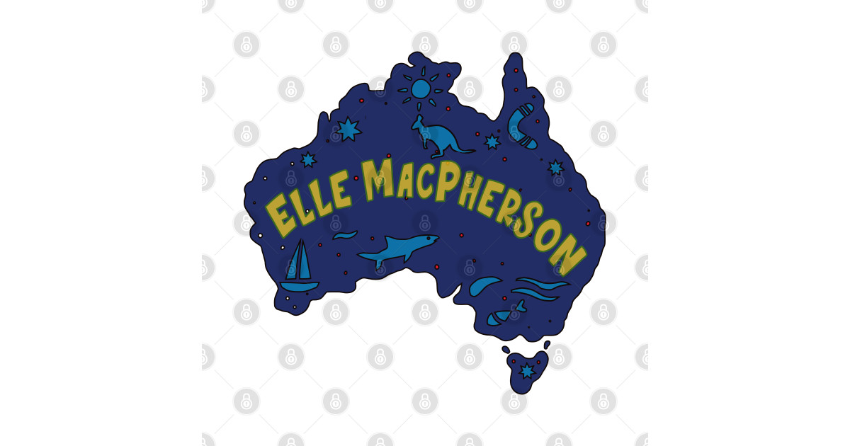 AUSSIE MAP ELLE MACPHERSON - Australia - T-Shirt | TeePublic
