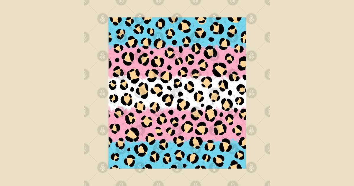 Transgender pride flag, beige black leopard pattern - Transgender Pride ...