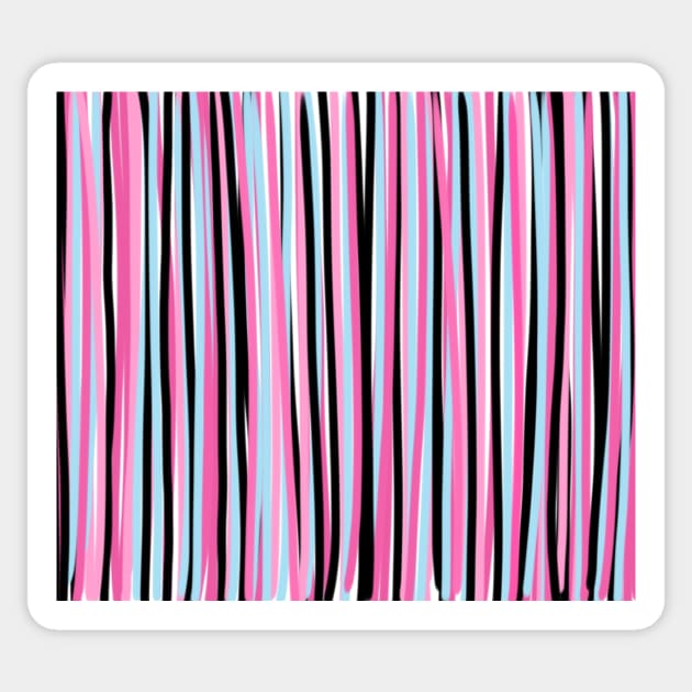 Pink and Black Vertical Stripes Pattern - Pink - Sticker | TeePublic