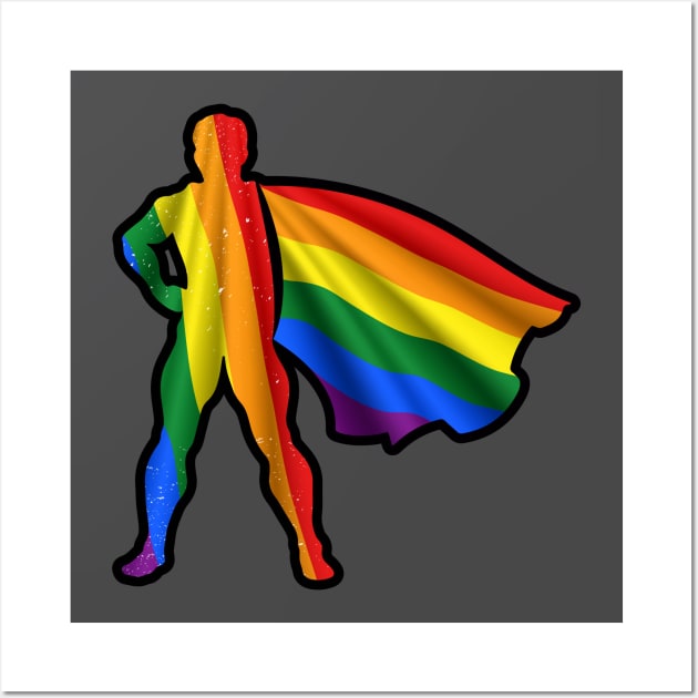 LGBTQ Hero Wearing Cape of LBGTQIA+ Pride Flag Hope and Brave Heroes ...