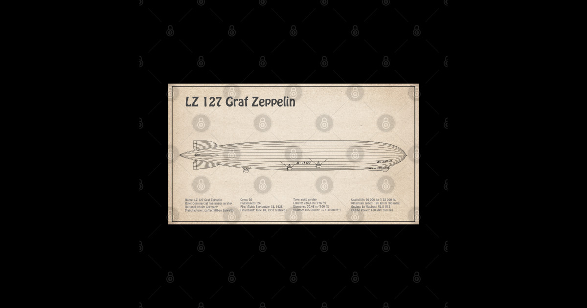 LZ 127 Graf Zeppelin Airship Blueprint Plans - SD - Graf Zeppelin ...