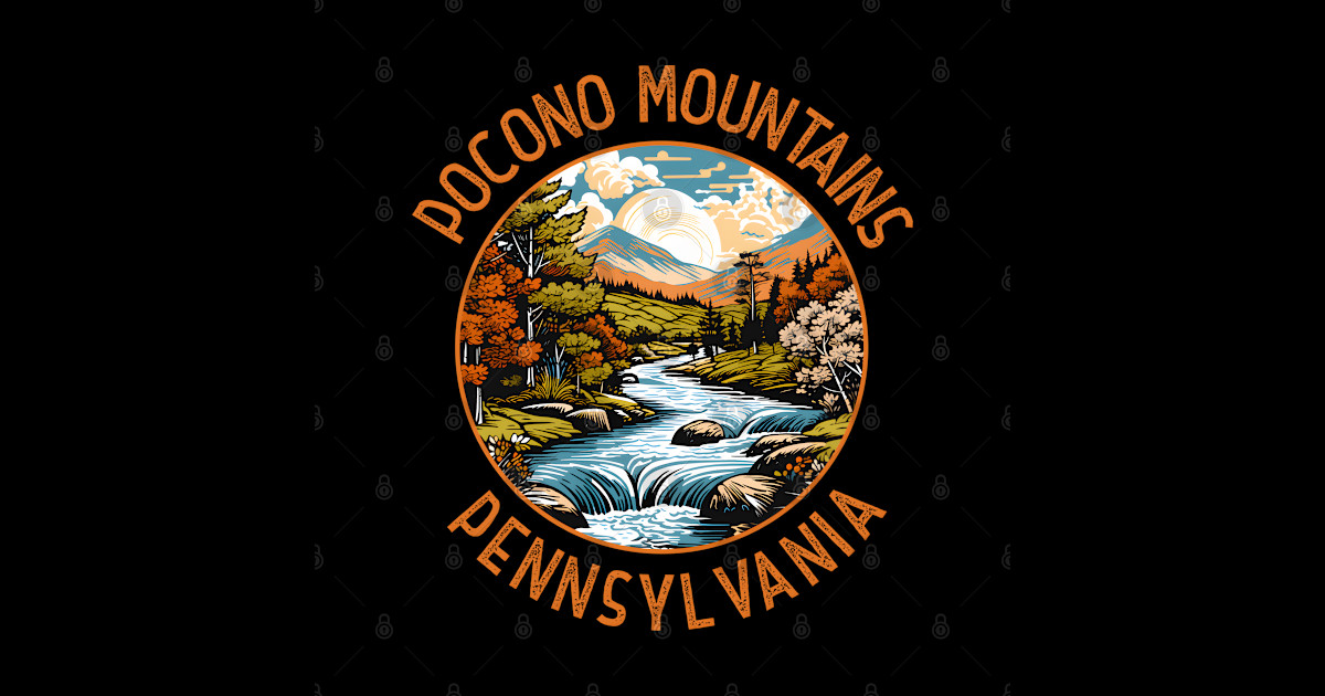 Pocono Mountains Pennsylvania Sunset Retro Distressed Circle - Pocono ...