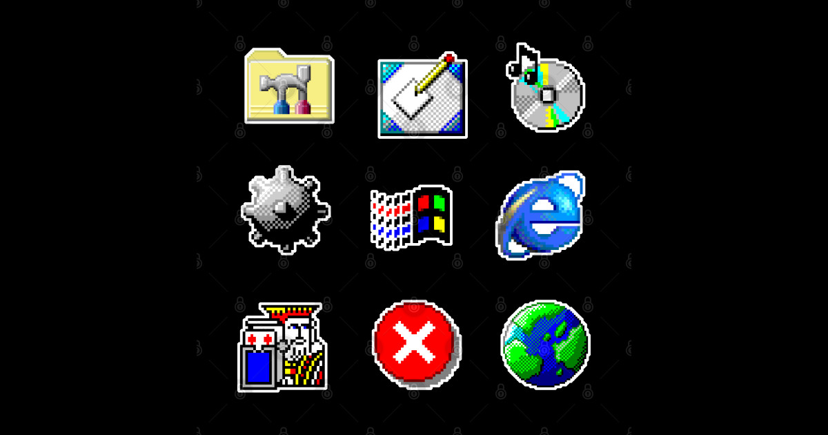 Windows 98 icons pack 2 - Windows - Sticker | TeePublic