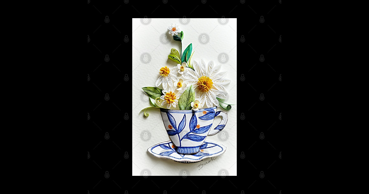 Paper quilling Art/Original Art by Hyunah Yi/Tea cup Paper quilling Art ...