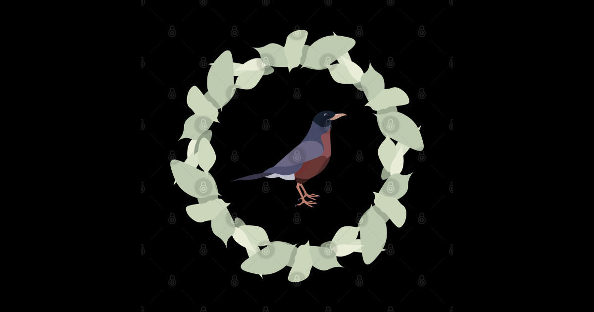 Robin in Leave Circle - Robin - Sticker | TeePublic