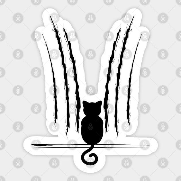 Black cat and claw marks - Cat - Sticker | TeePublic