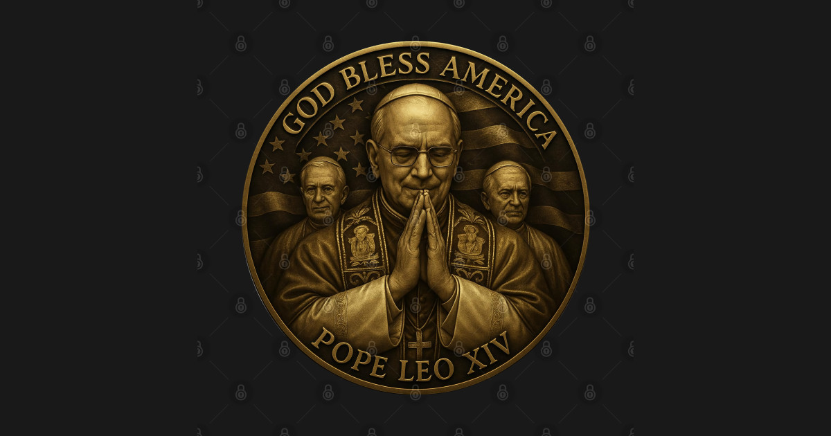 Pope Leo XIV God Bless America American Flag Pope Leo XIV - Pope Leo Xiv God Bless America - T ...