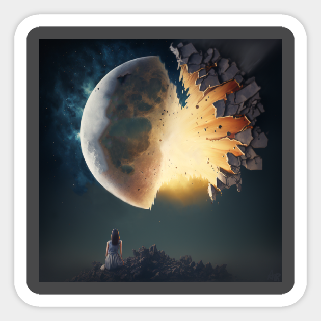 What would happen if the Moon exploded? - Moon - Sticker | TeePublic