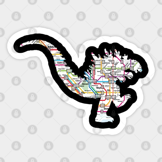 Godzilla Stomps Tokyo Subway Map - Godzilla - Sticker | TeePublic