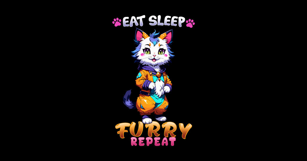 Eat Sleep Furry Repeat I Cute Fursuit Cosplay - Furry - Sticker | TeePublic