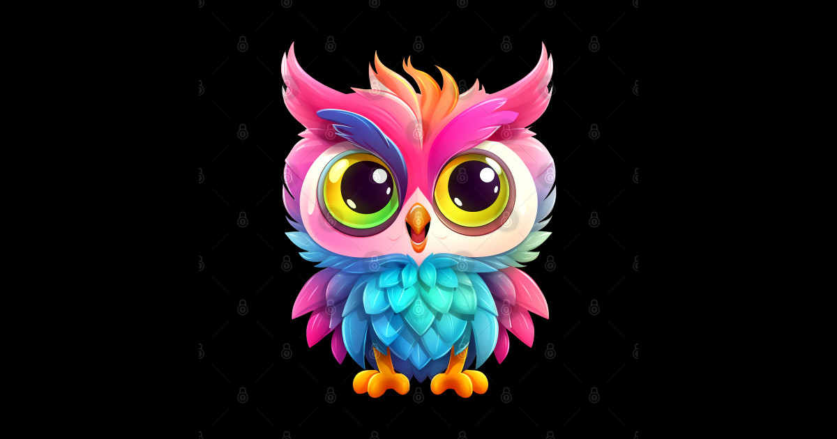 Cute rainbow owl. Sticker Clipart. - Cute Owl - Sticker | TeePublic