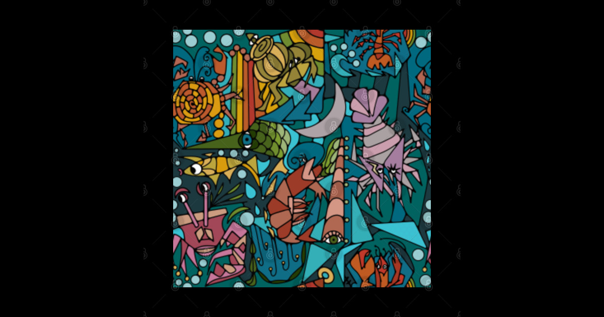 Cubist Crustacean Critters - Crustaceans - Sticker | TeePublic