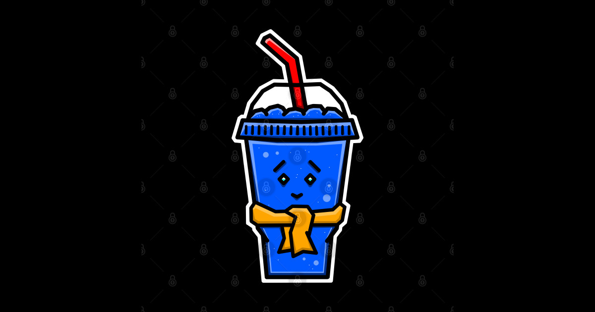 Cute Ice Slushie in Blue Raspberry Flavour Wearing a Scarf - Blue ...