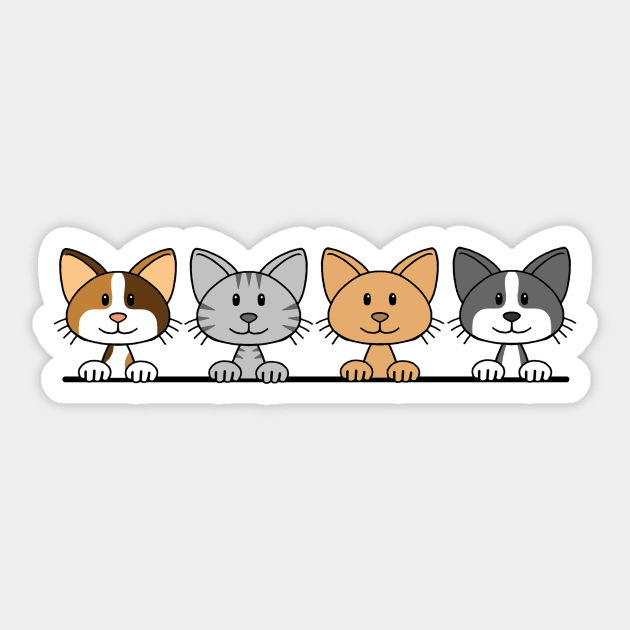 Row of Cats - Cat - Sticker | TeePublic