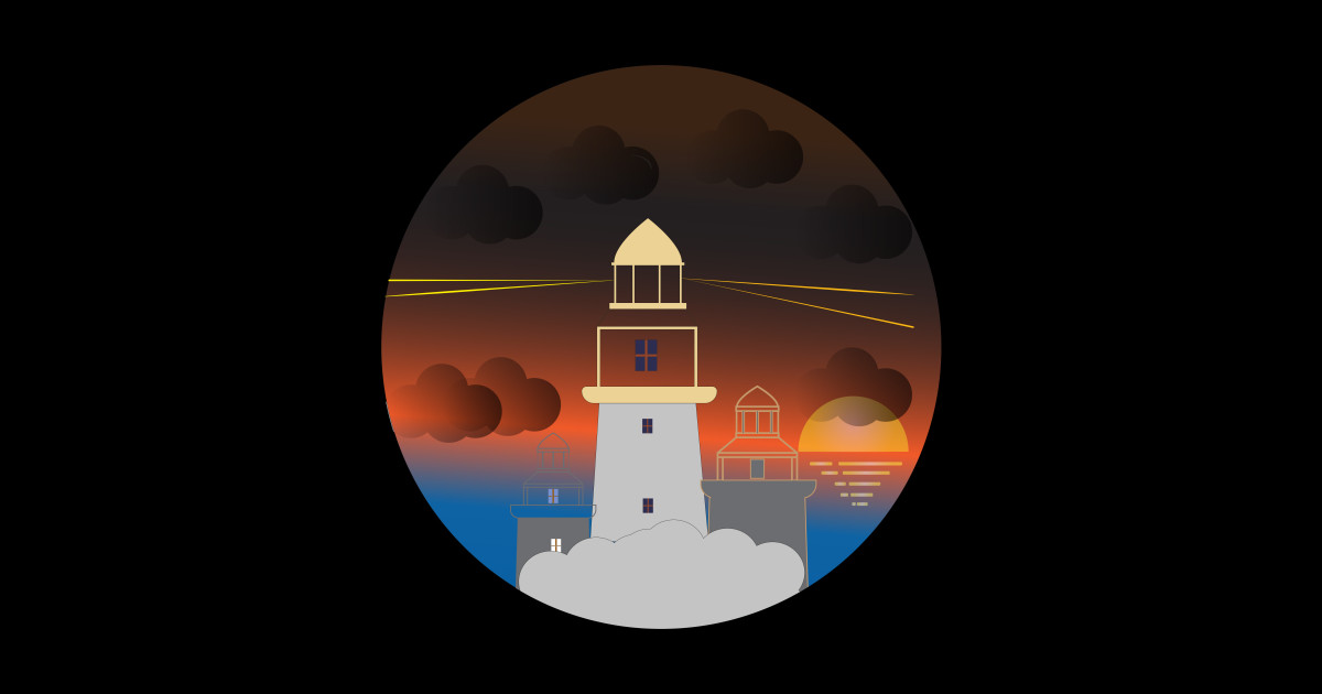 mercusuar icon - Beach And Lighthouse - Sticker | TeePublic