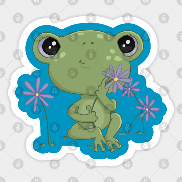 Cute Green Frog - Cute Frog - Sticker | TeePublic