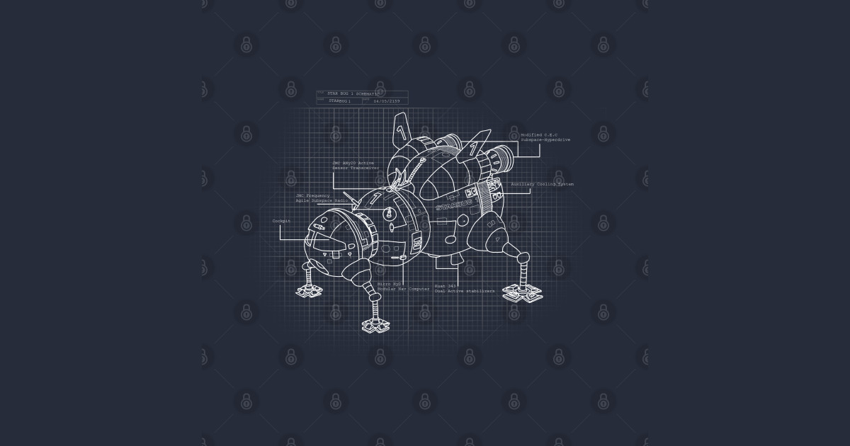 Starbug Schematic - Red Dwarf - T-Shirt | TeePublic
