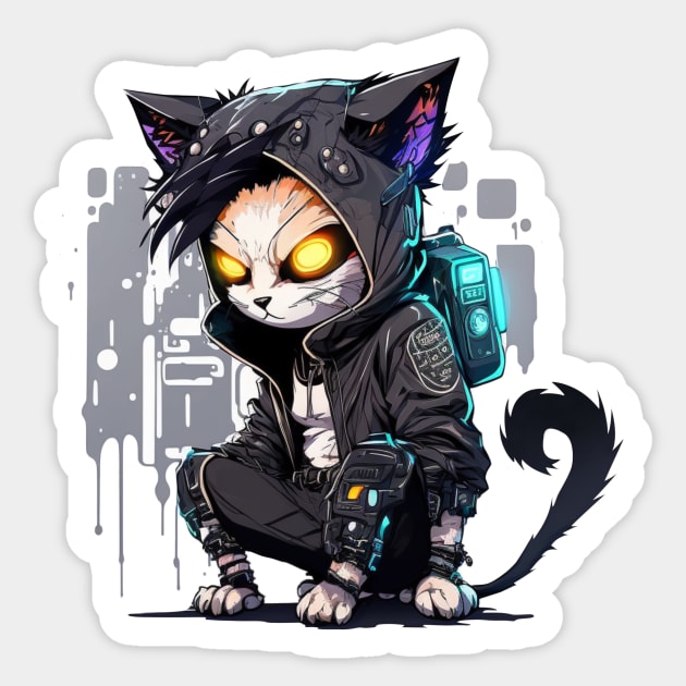 Hacker Cat Cyberpunk Dark Design (For Dark Background) - Hacker ...