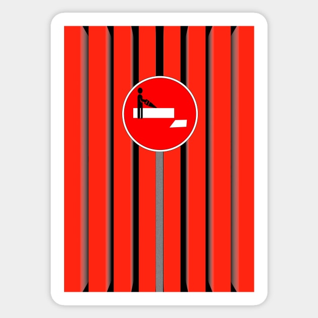 SAWN-OFF cartoon NO ENTRY in red and white - Flag - Sticker | TeePublic