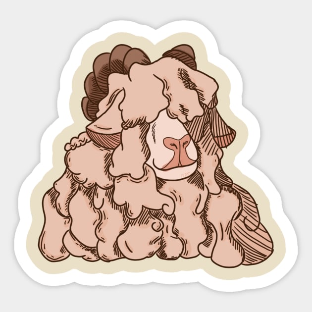 Long haired pink sheep - Sheeps - Sticker | TeePublic