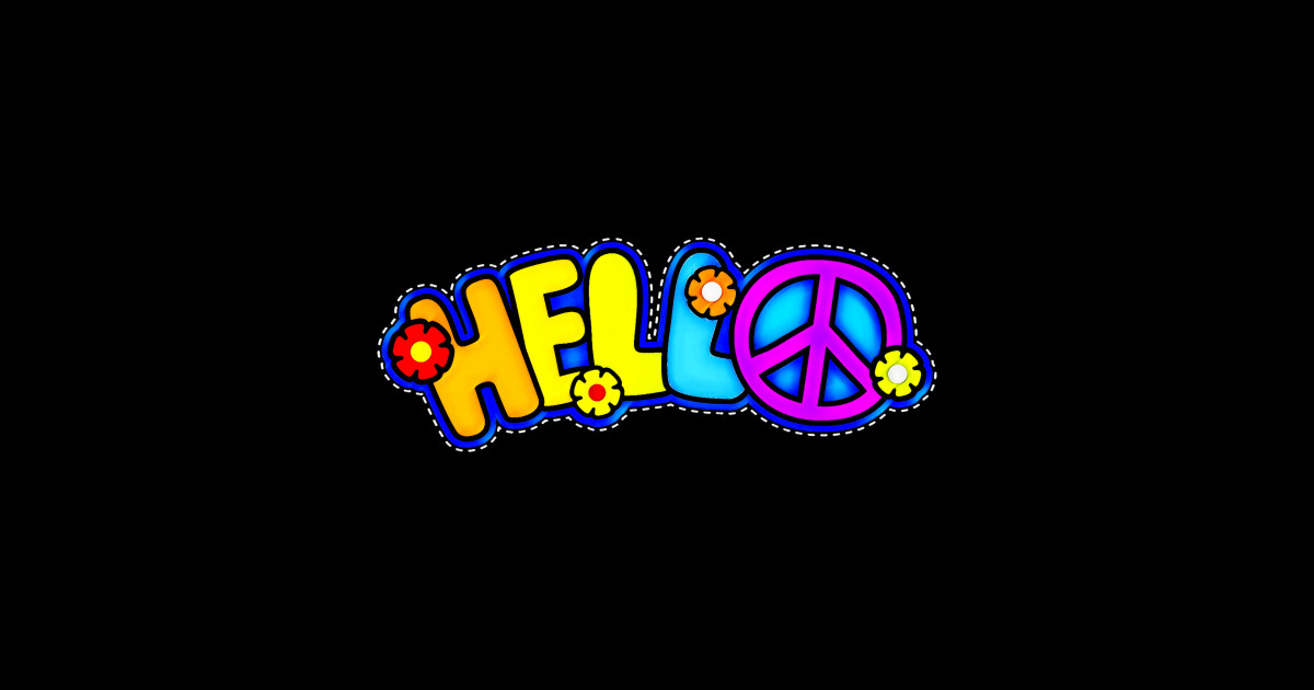 Colorful Hello Peace Sign Typography - Quotes And Sayings - Sticker ...