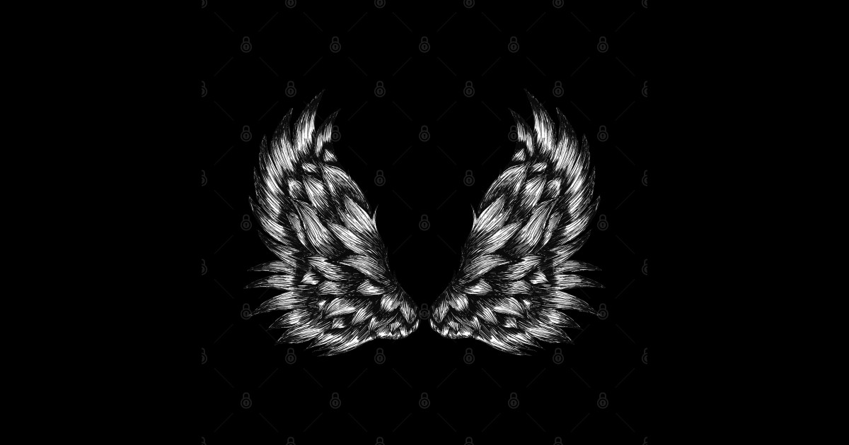 Angel wings in black - Wings - Sticker | TeePublic