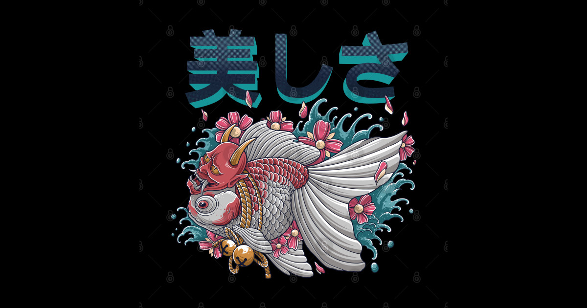 Golden Oni Fish - Golden Fish - Sticker | TeePublic