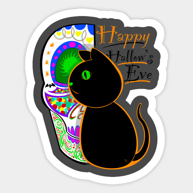 Sugar Skull Kitty - Cat - Sticker | TeePublic