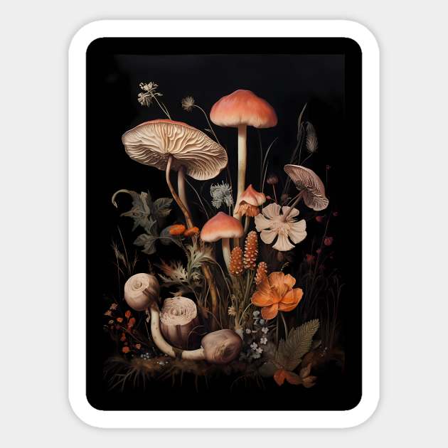 psychedelic gothic mushrooms - Mushroom - Sticker | TeePublic