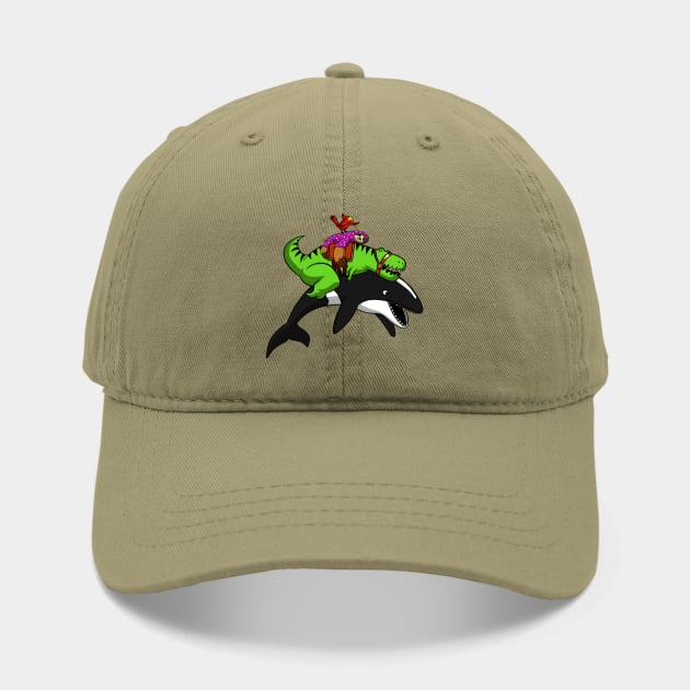 T-Rex Dinosaur Sloth Riding Orca Whale - Funny Animals - Hat | TeePublic