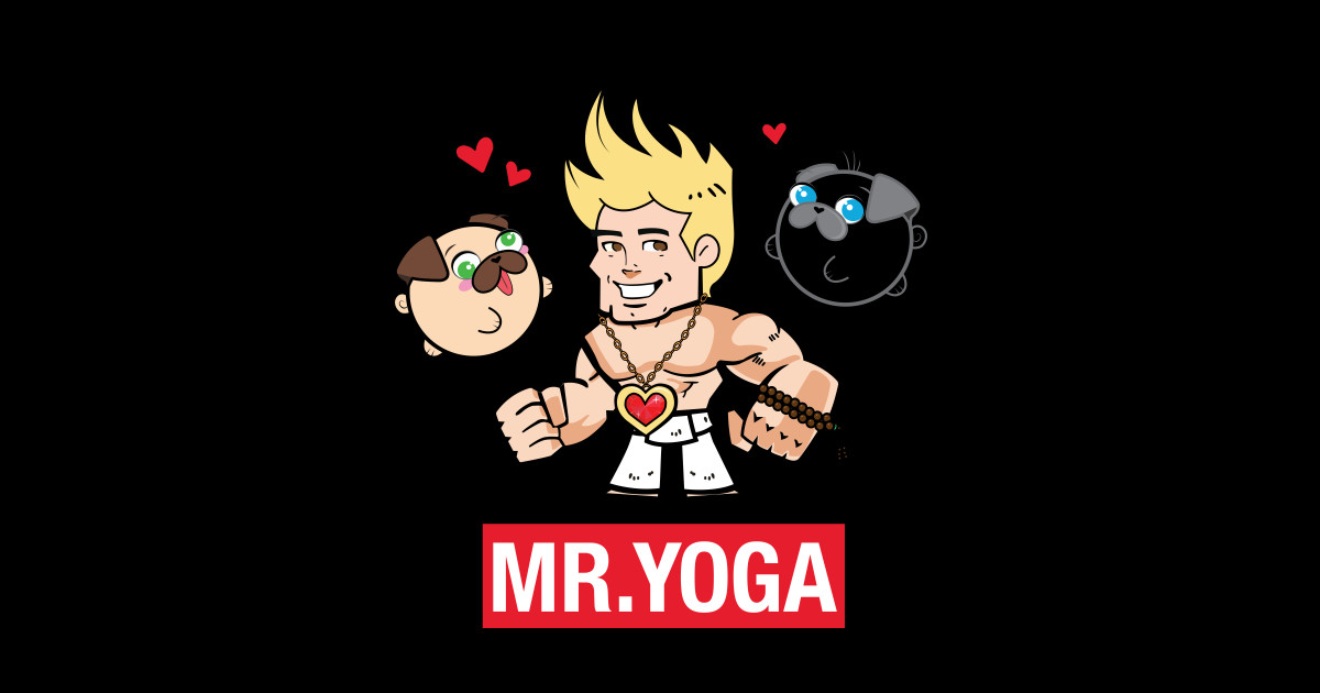 Mr. Yoga and Pugs Original - Mryoga - Sticker | TeePublic