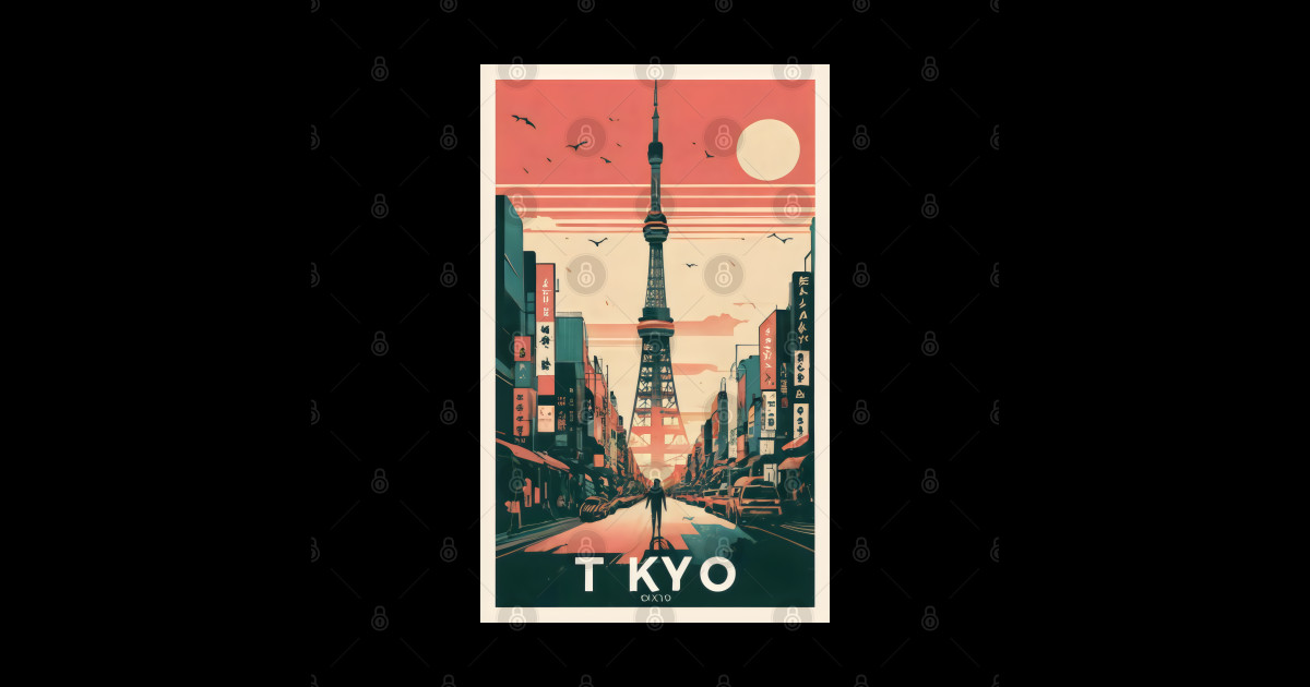 Vintage Tokyo tower art - Retro Tokyo - Posters and Art Prints | TeePublic