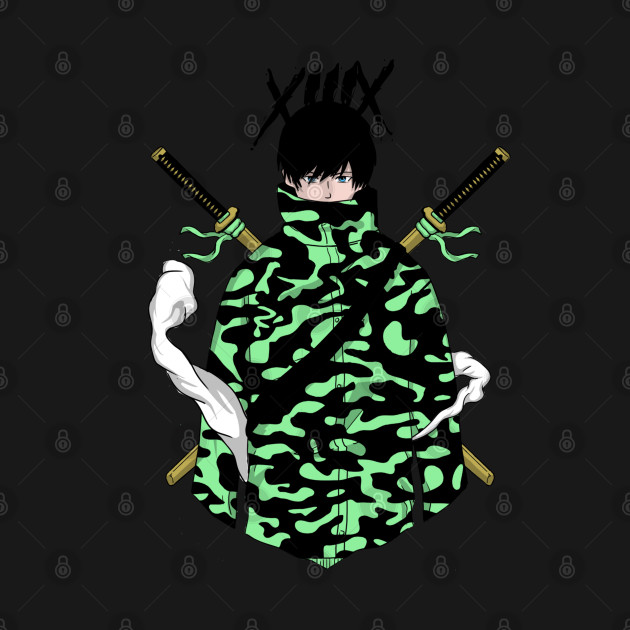 Cool anime swordsman design (back) - Anime Art - T-Shirt | TeePublic