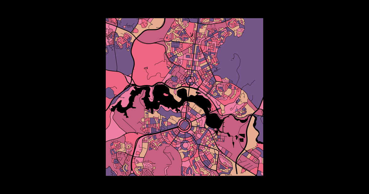 Canberra Map Pattern in Purple & Pink - Canberra Map - Posters and Art ...