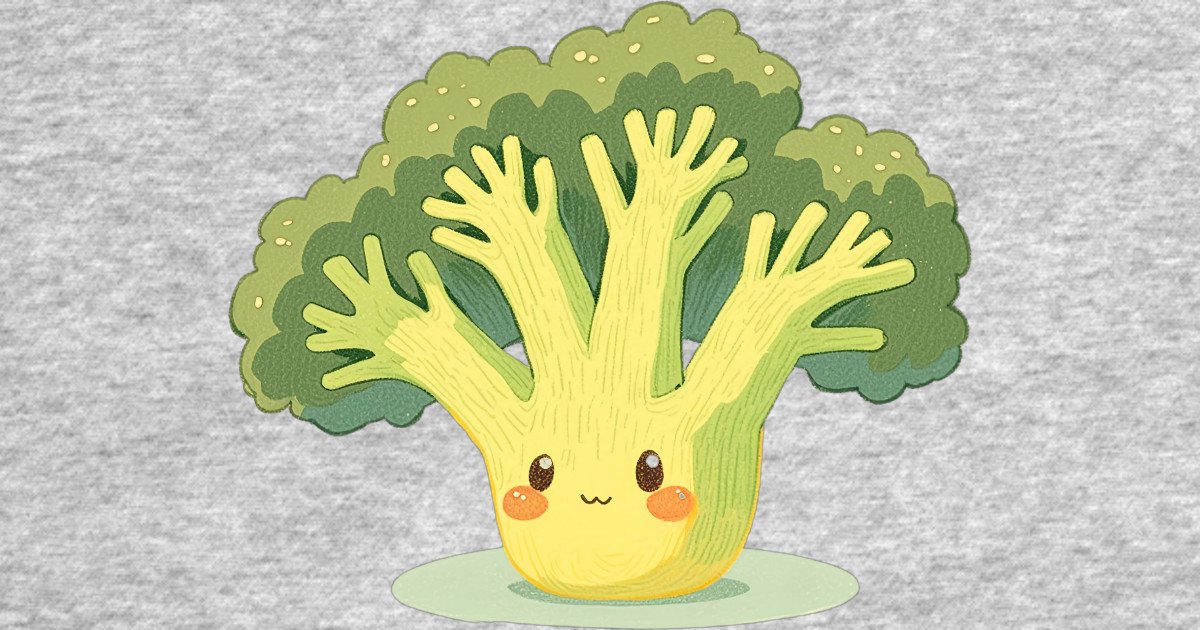 Cute Kawaii Broccoli – Happy Fruit Illustration - Cute Kawaii Broccoli ...