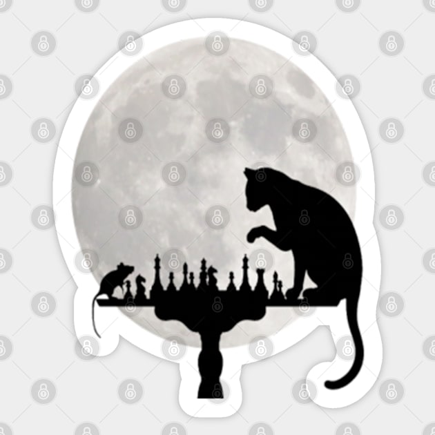 Cat and Rat Playing Chess - Funny - Sticker | TeePublic