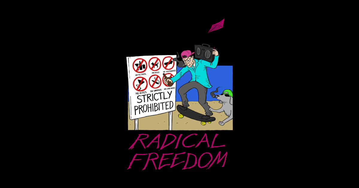 Radical Freedom at the Beach - Existentialism - Sticker | TeePublic