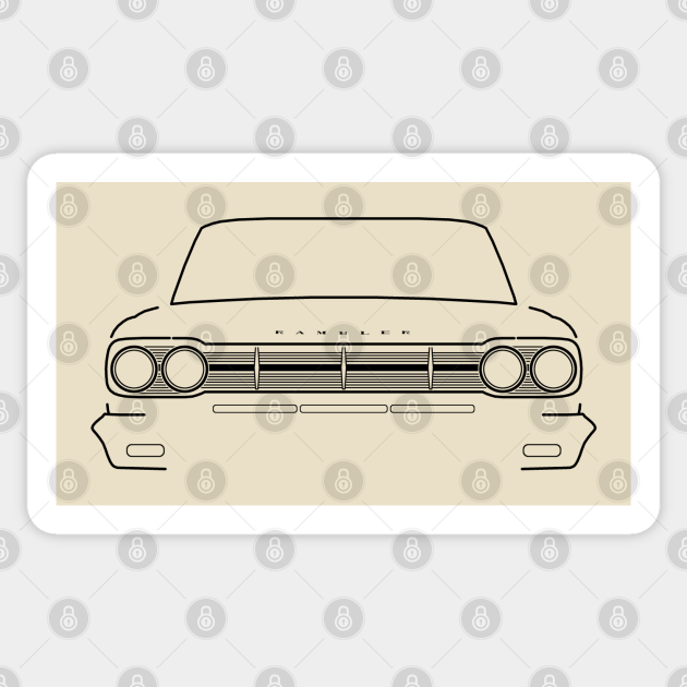 1965 AMC Rambler Classic car black outline - Rambler - Sticker | TeePublic