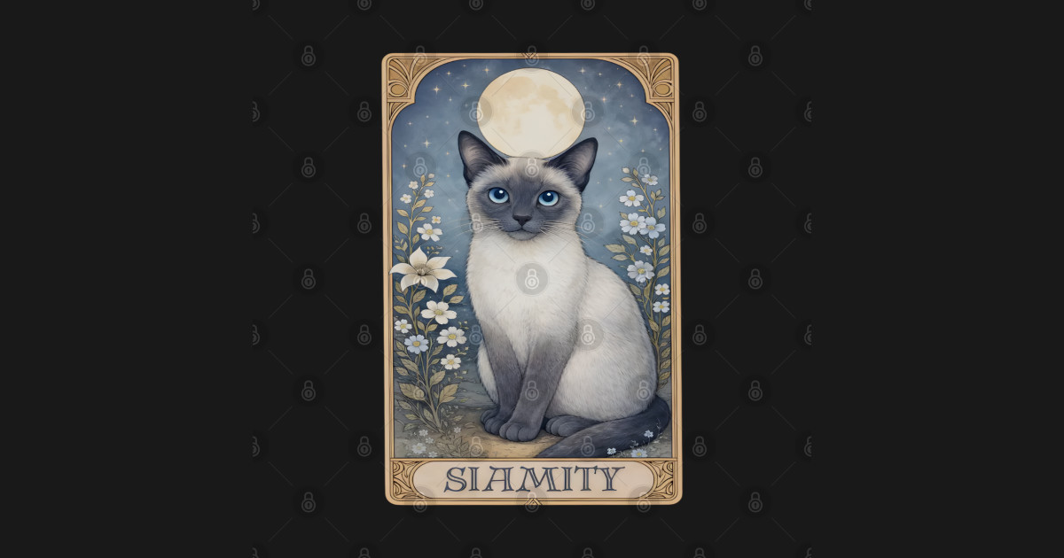 Siamity Tarot Card - Blue Point Siamese Cat Art - Siamese Cat - T-Shirt ...