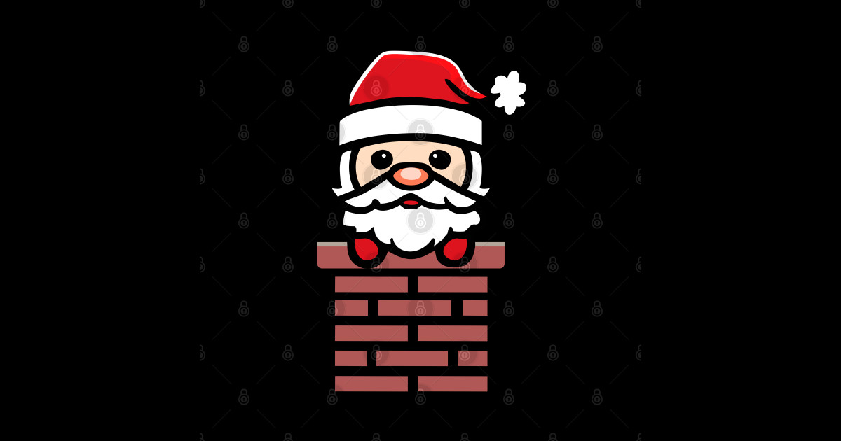 Santa Down the Chimney Cartoon - Christmas - Posters and Art Prints ...