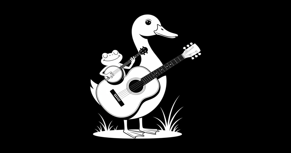Frog Playing Banjo Riding Duck Sketch - Frog Playing Banjo Riding Duck ...