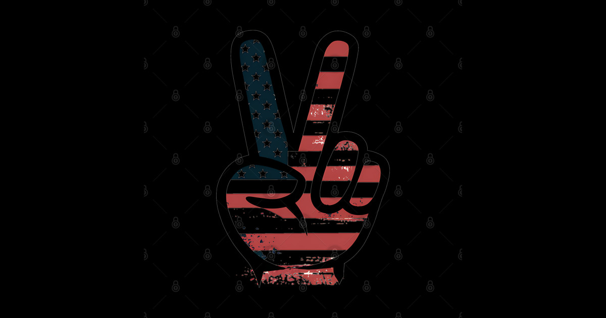 USA Flag Peace Sign Hand 4th of July Patriotic - Usa Flag Peace Sign ...