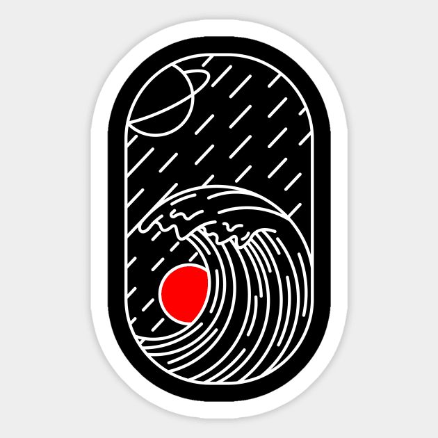 Kanagawa wave red sun - Kanagawa Wave - Sticker | TeePublic