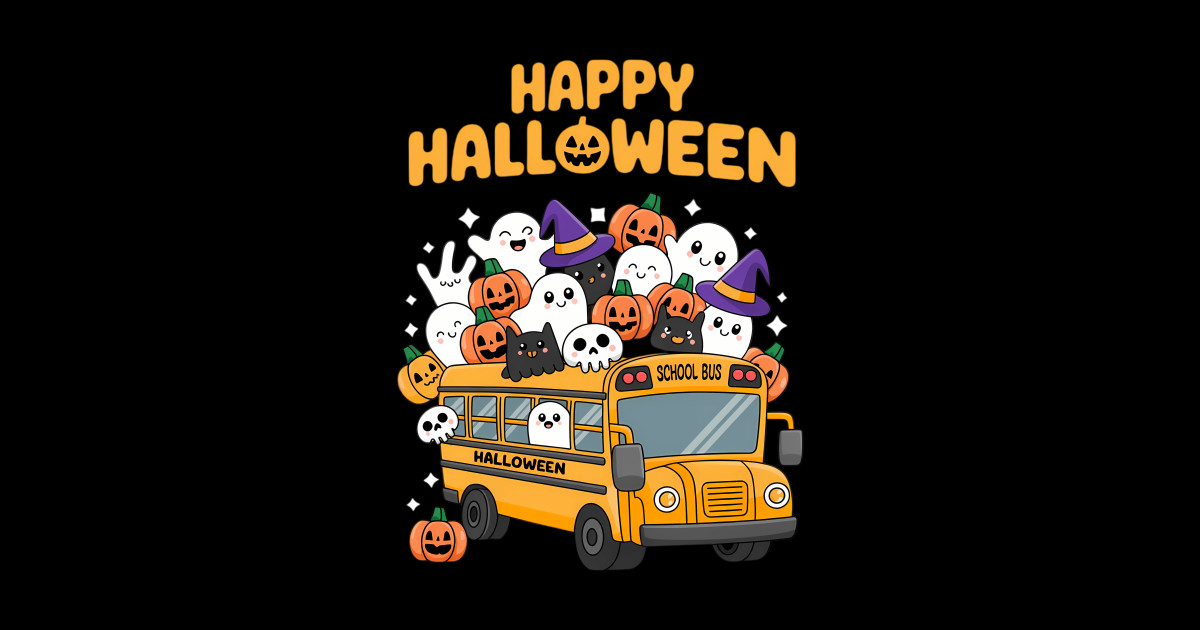 Teacher Halloween School Bus Driver Cute Ghost Witch Party - Teacher ...