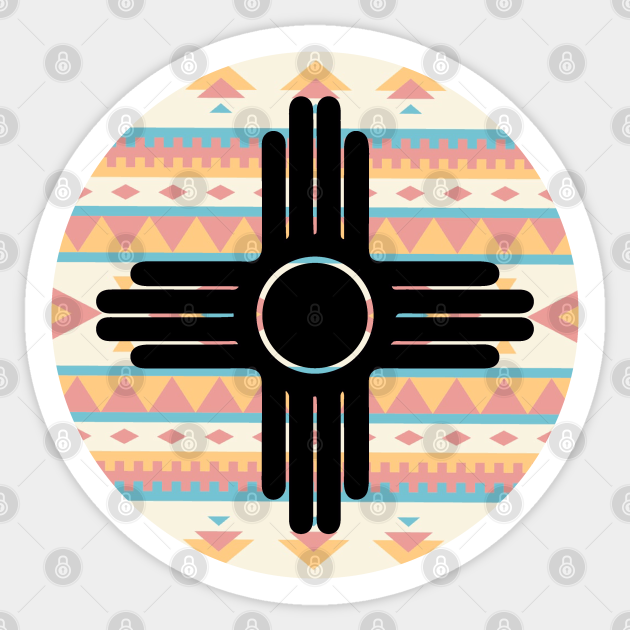 New Mexico Flag Design - Native Zia Pattern - New Mexico Flag - Sticker ...
