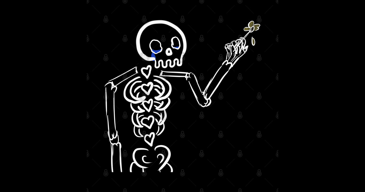 Crying Skeleton With Flower - Skeleton - Sticker | TeePublic