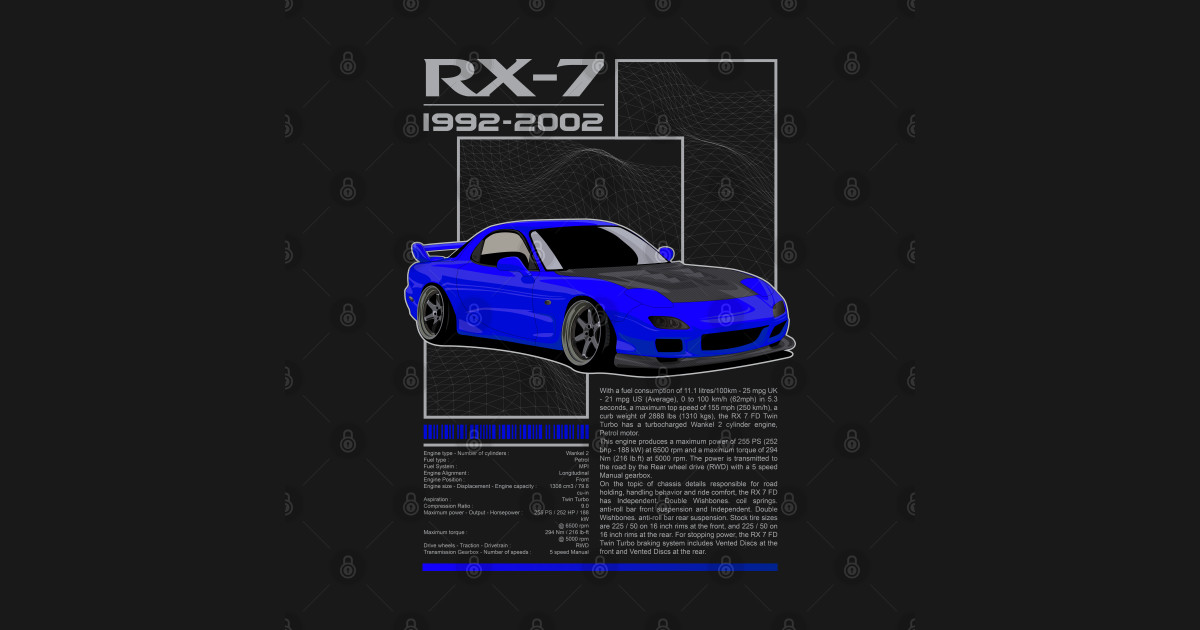 RX7 FD (blue) - Rx7 - T-Shirt | TeePublic