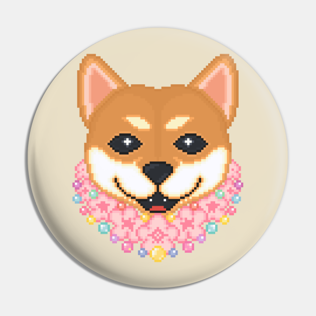 Shiba Inu Pixel Art - Shiba Inu - Pin | TeePublic